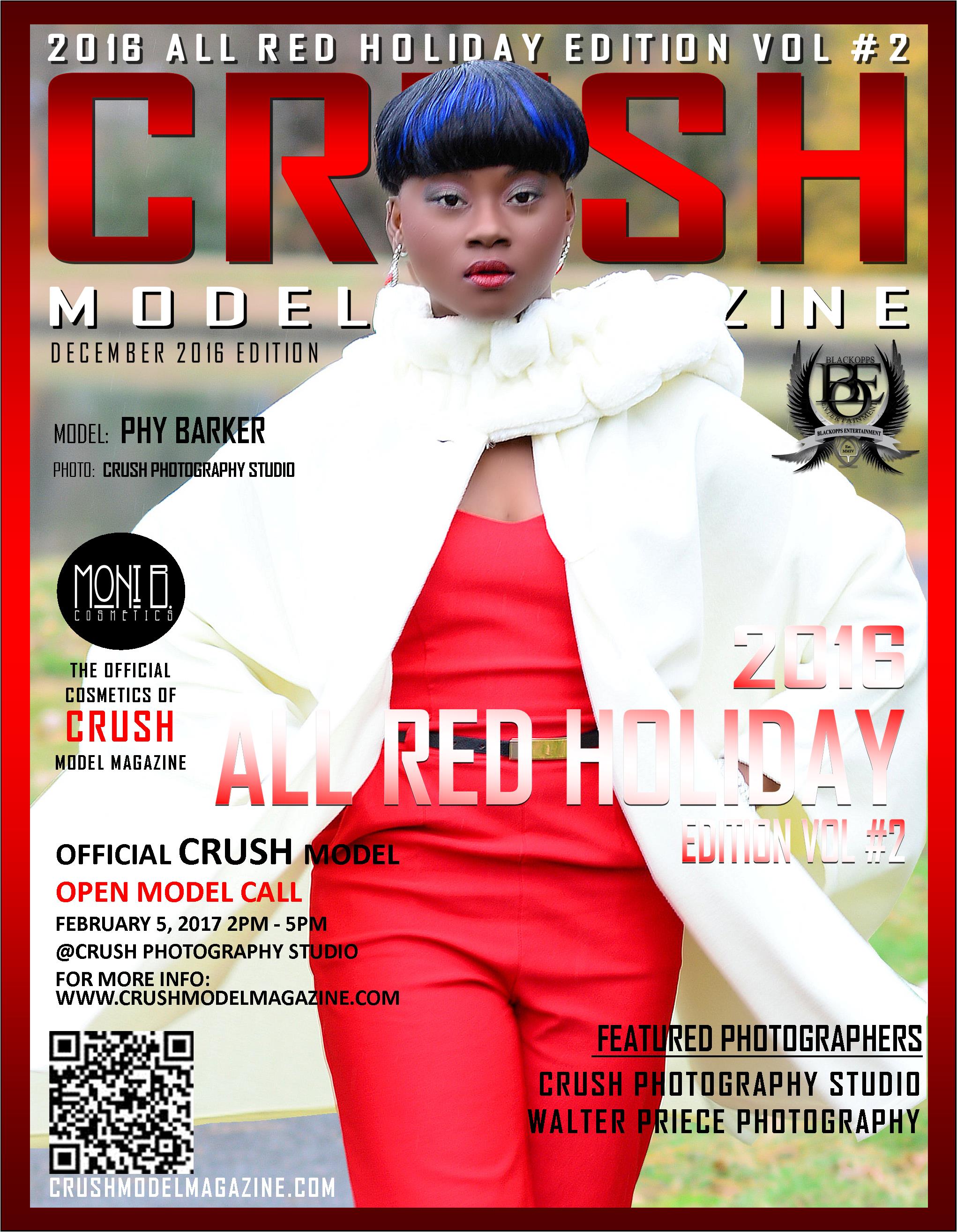 CRUSH Model Magazine’s2016 ALL RED HOLIDAY Edition Vol# 2. model: Phy ...